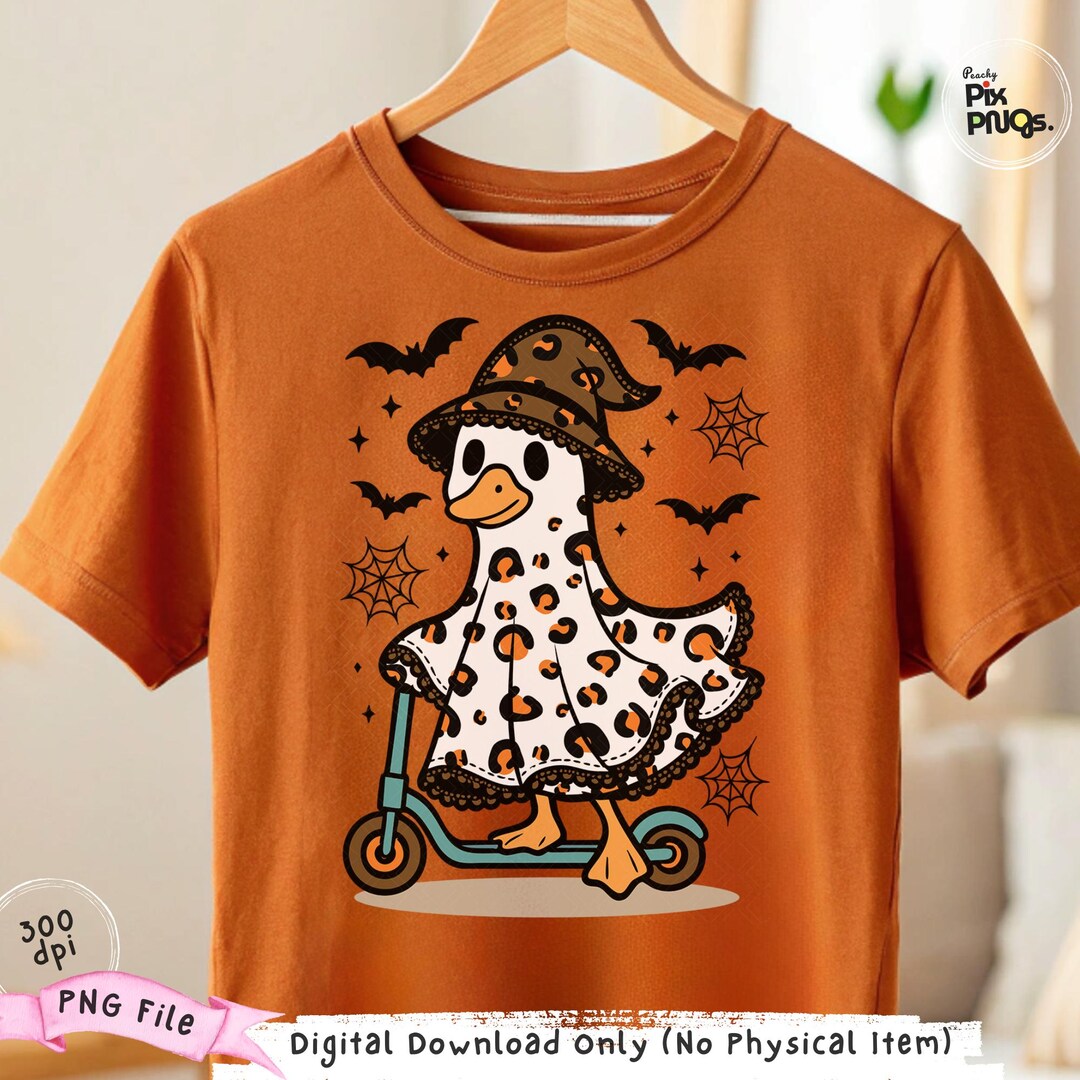 Leopard Print Ghost Goose PNG: Halloween Scooter Clipart (digital ...