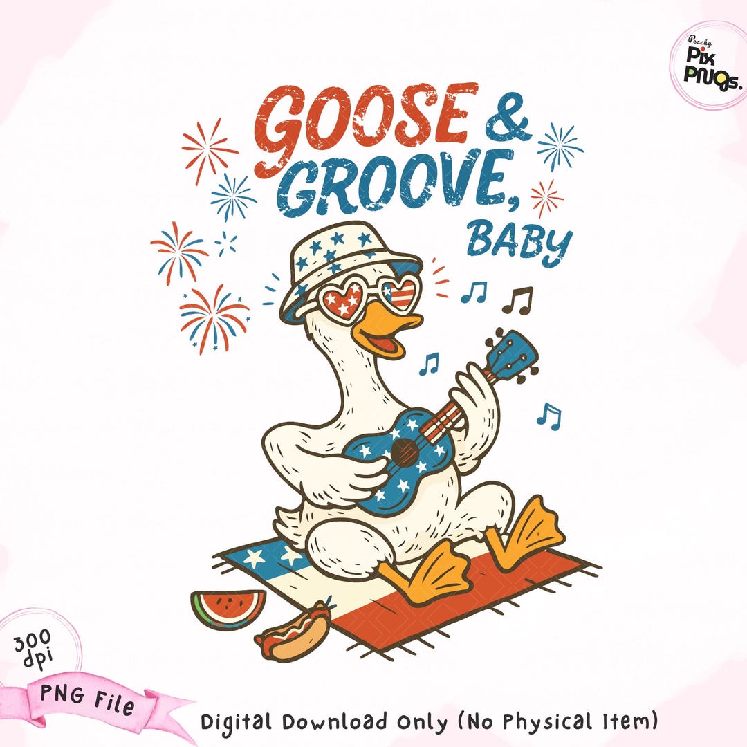 Patriotic Goose PNG: Ukulele Clipart for 4th of July (digital Download ...
