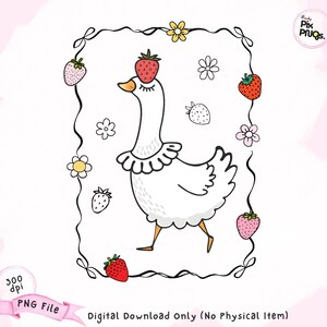 Strawberry Goose PNG: Vintage Farm Animal Clipart (digital Download) - Etsy