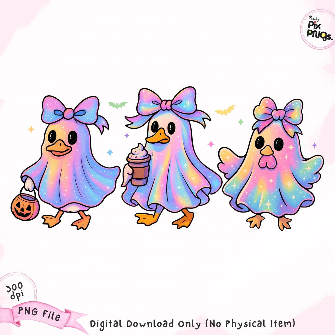 Pastel Ghost Bird PNG: Iridescent Halloween Clipart (digital Download ...
