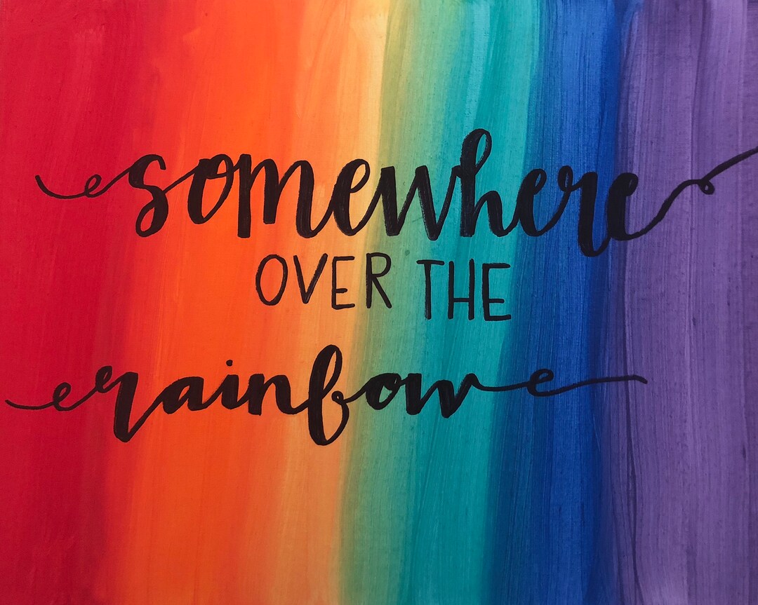 Somewhere Over the Rainbow Painted Canvas - Etsy
