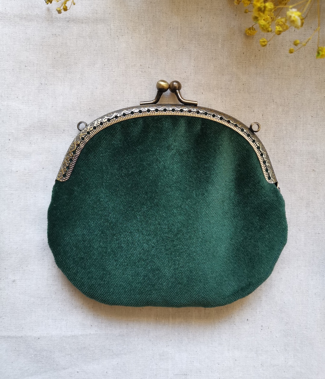 Emerald Green Velvet Coin Purse: Bronze Clasp Card Holder - Etsy Australia