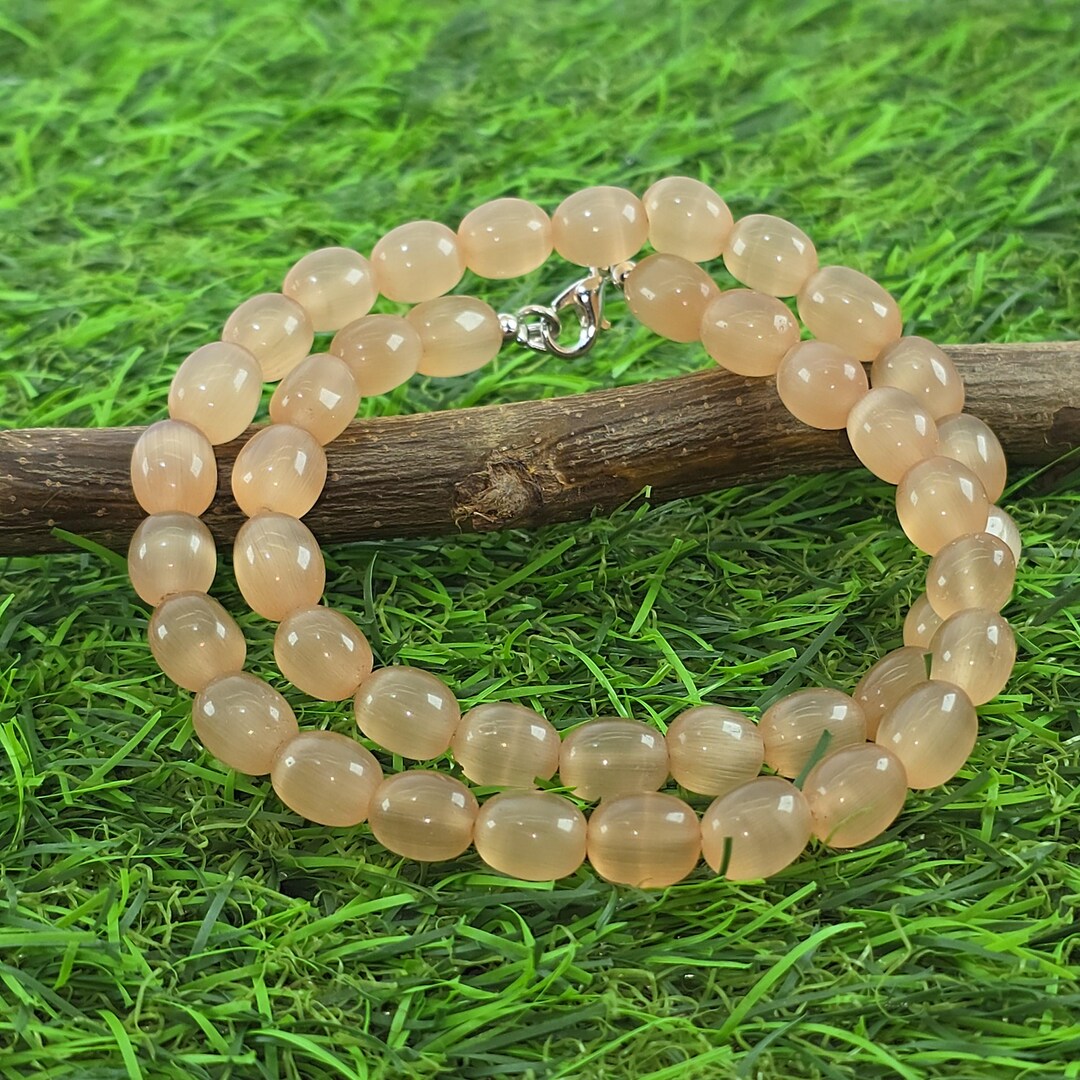 198 Crt. Sunstone Calcite 10x8mm Oval Smooth 43 Beads 16 Inch Necklace ...