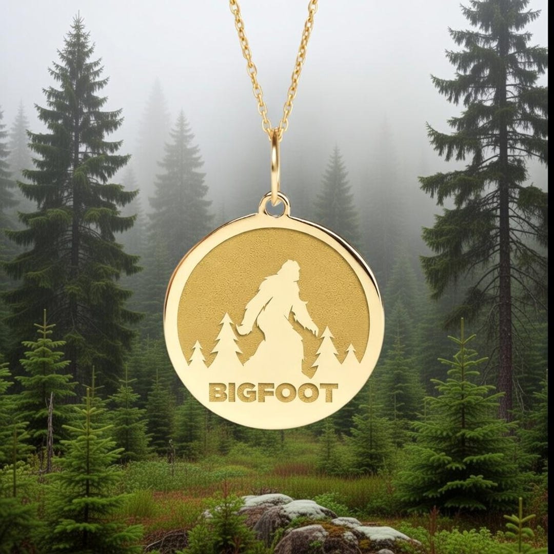 Gold Tone Bigfoot Pendant Necklace – Sasquatch Forest Brass Jewelry - Etsy