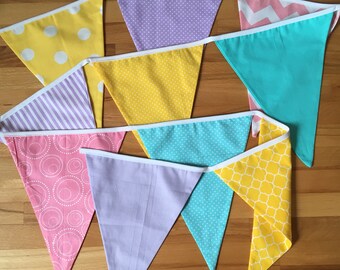 Fabric Bunting Flags, Nursery Garland, Fabric Bunting, Pennant Banner ...