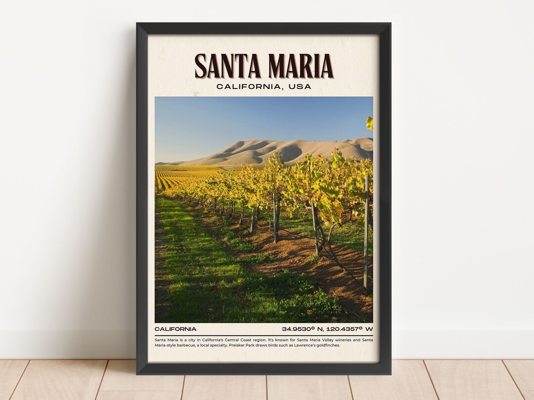 Santa Maria Vintage Wall Art, Santa Maria Canvas, Santa Maria Framed ...