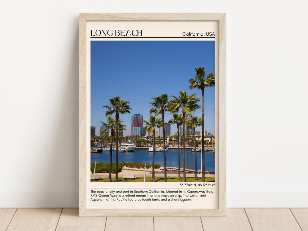 Long Beach Wall Art Canvas, Long Beach Framed Poster Photo Wall Decor ...