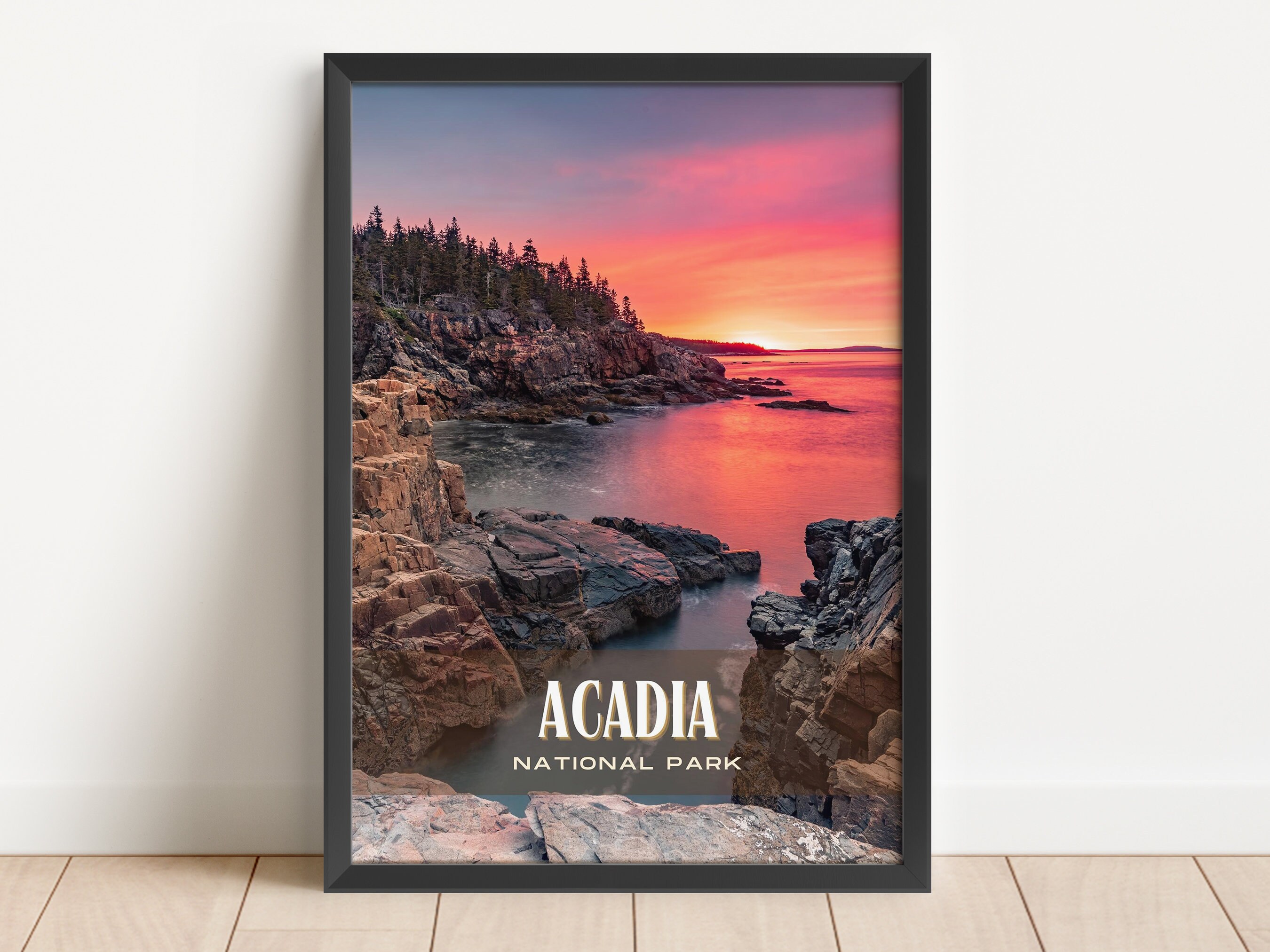Acadia National Park Retro Wall Art Acadia Canvas Acadia - Etsy