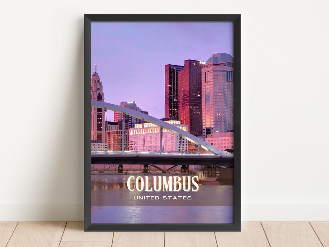 INSTANT DIGITAL DOWNLOAD, Columbus Retro Wall Art, Columbus Canvas ...