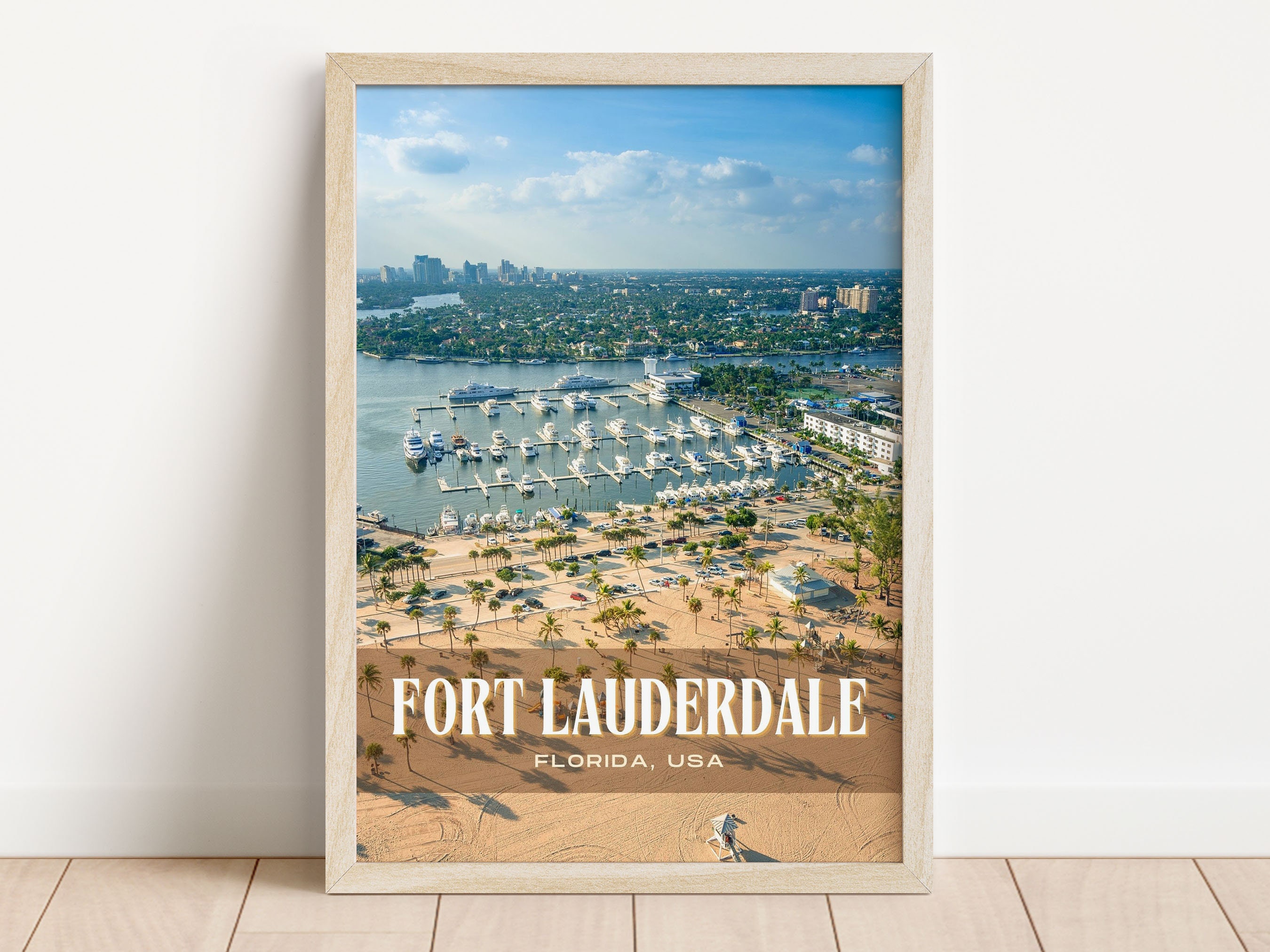 Fort Lauderdale Retro Wall Art, Fort Lauderdale Canvas, Fort Lauderdale ...