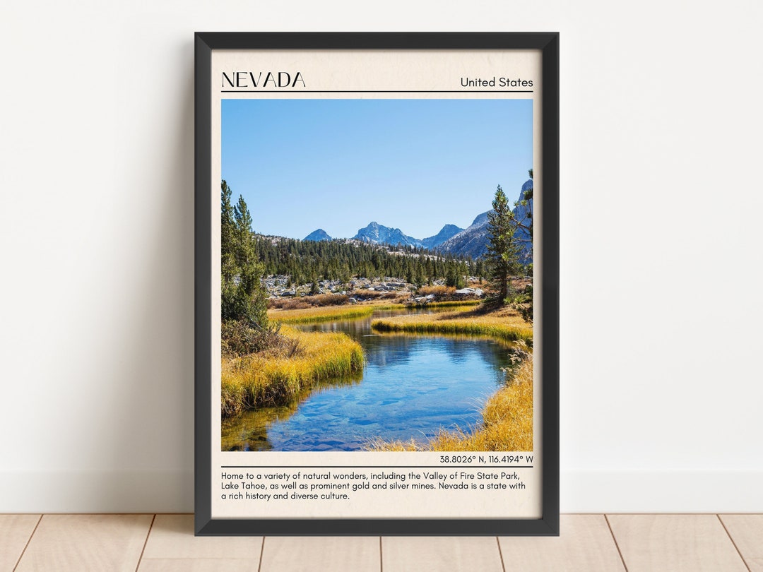 Nevada Wall Art Nevada Canvas Nevada Framed Poster Nevada - Etsy