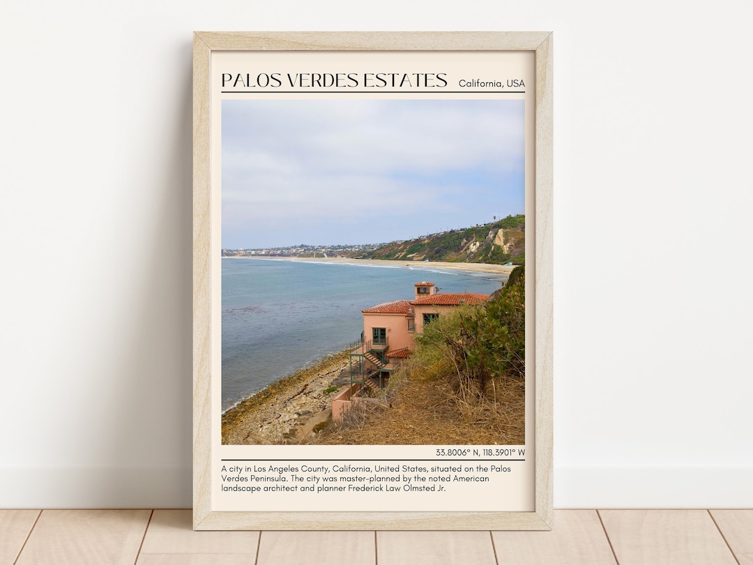 Palos Verdes Estates Travel Poster, California Print, Retro US Cities ...