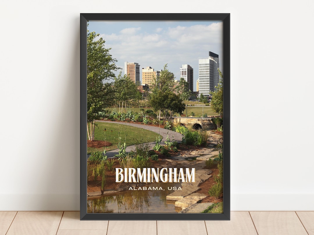 Birmingham Retro Wall Art, Birmingham Canvas, Birmingham Framed Poster ...