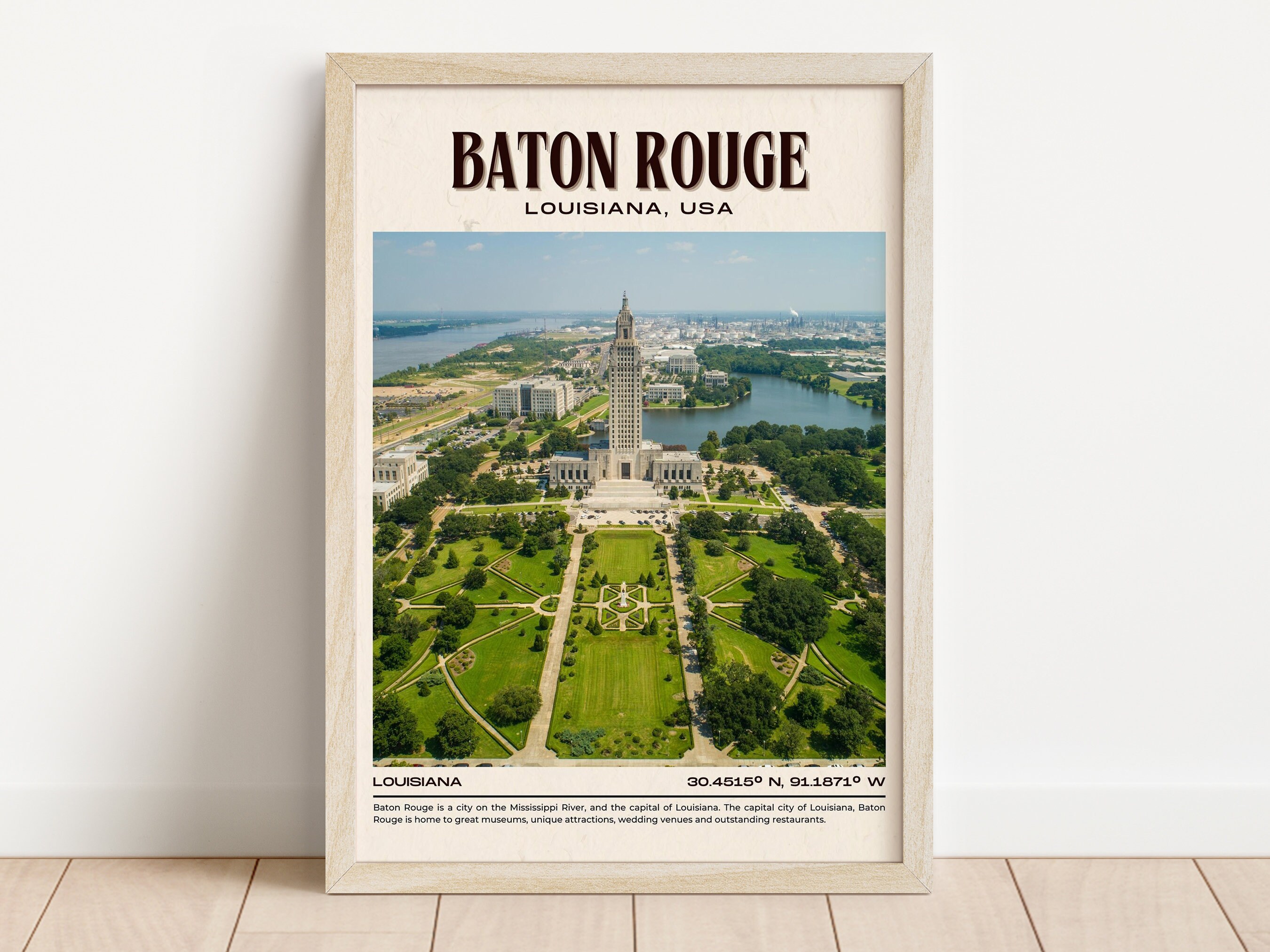 Baton Rouge Vintage Wall Art, Baton Rouge Canvas, Baton Rouge Framed ...