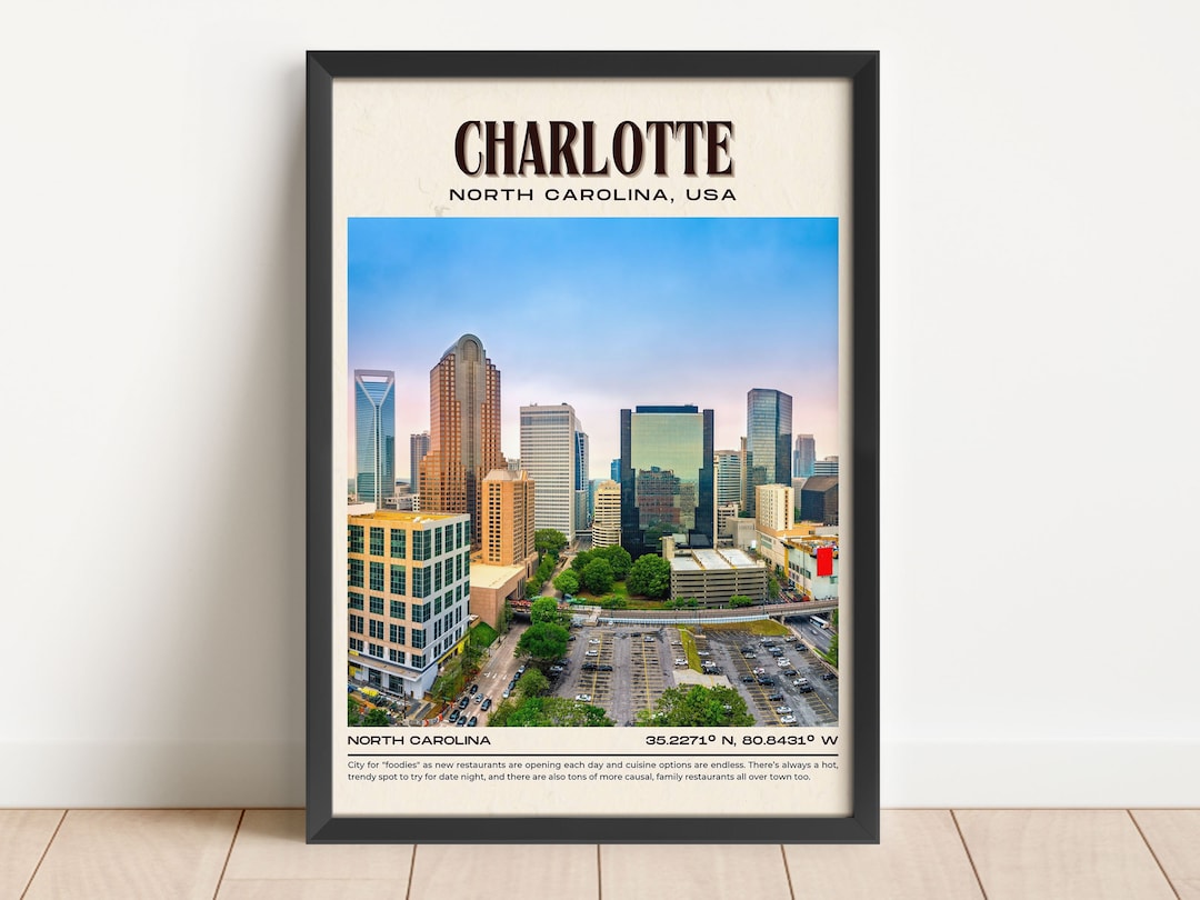 Charlotte Vintage Wall Art, Charlotte Canvas, Charlotte Framed Poster ...