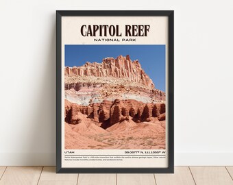 Capitol Reef National Park Vintage Poster, Art Deco, Vintage Print ...