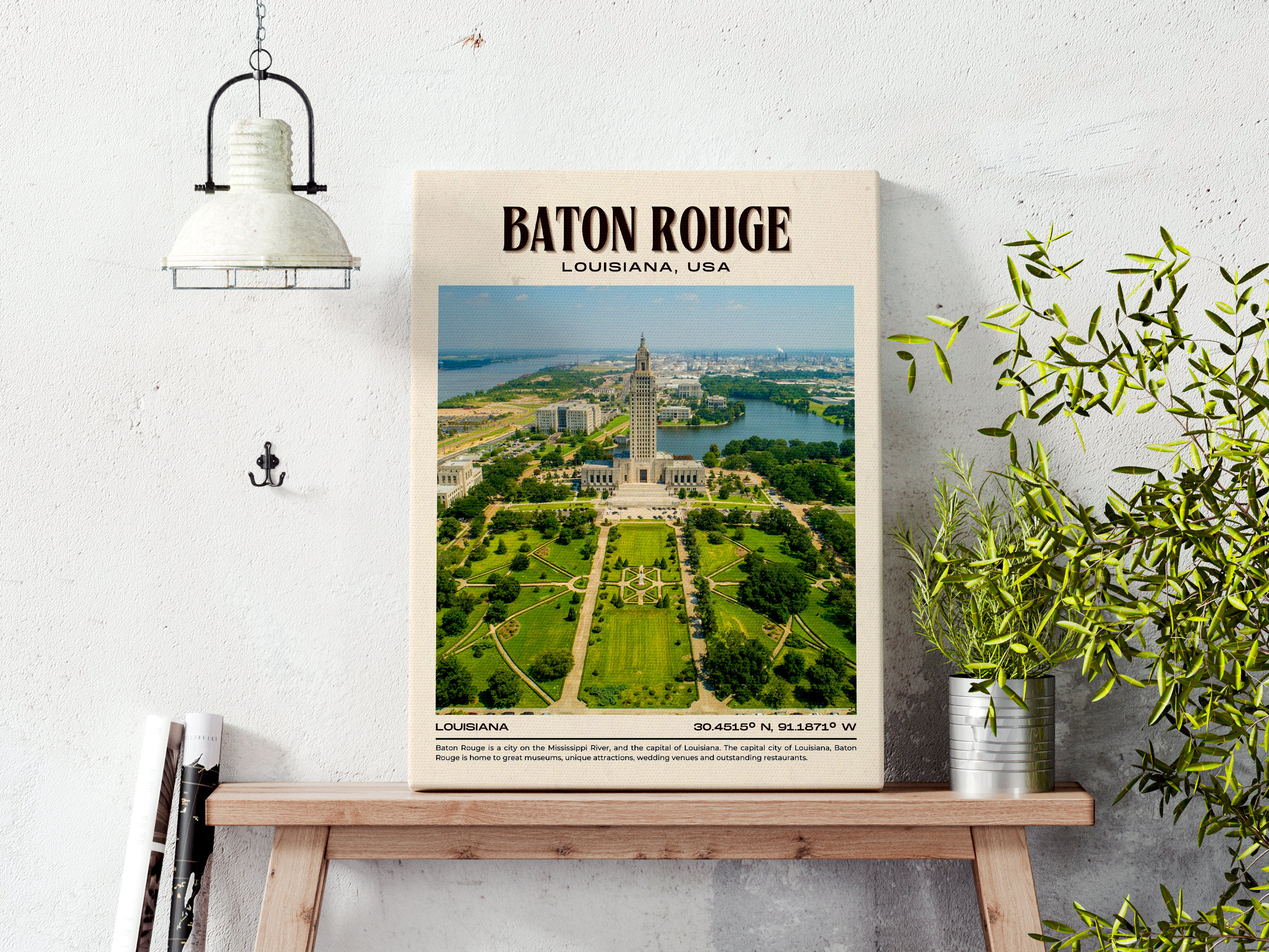 Baton Rouge Vintage Wall Art, Baton Rouge Canvas, Baton Rouge Framed ...