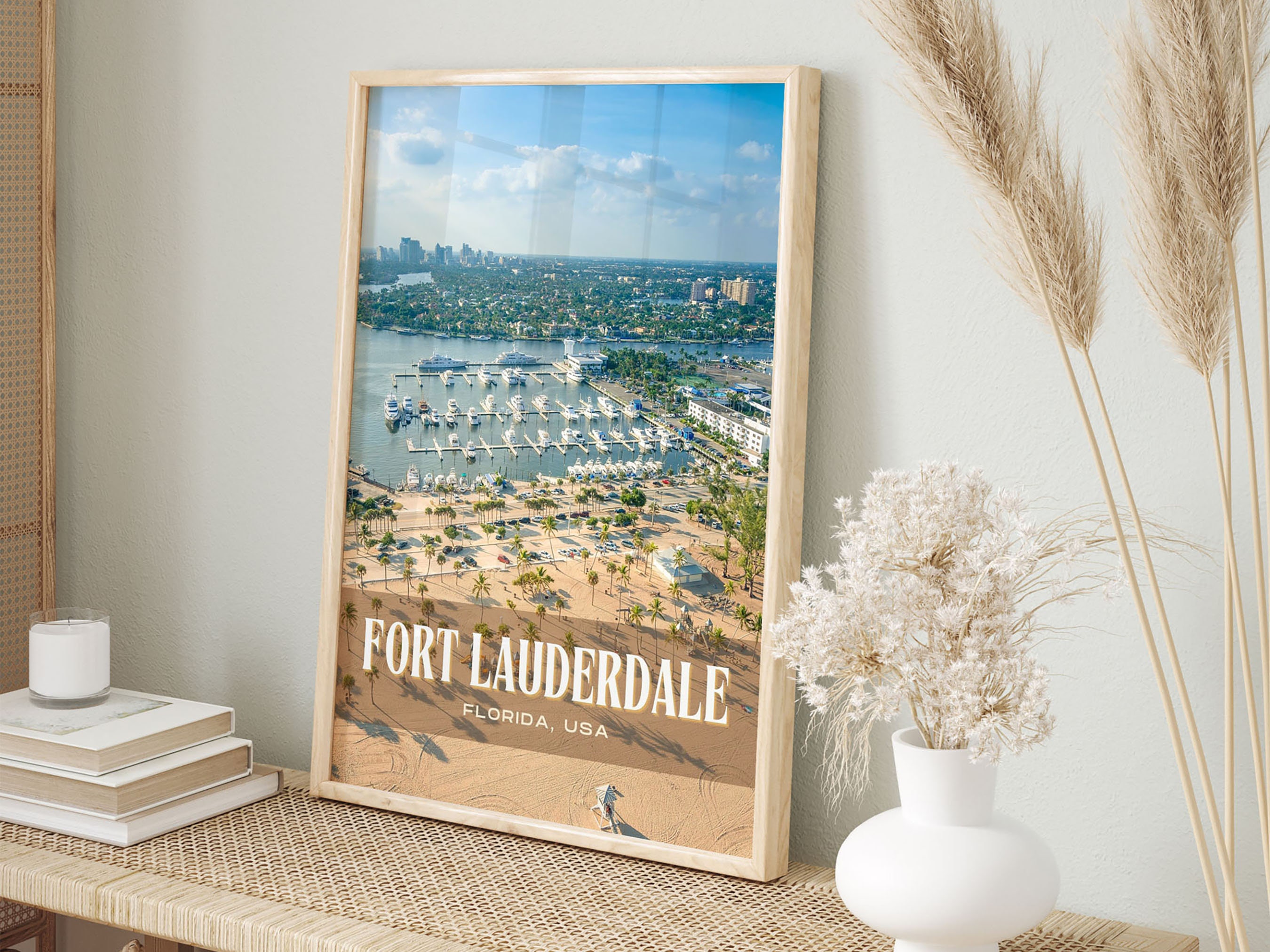 Fort Lauderdale Retro Wall Art, Fort Lauderdale Canvas, Fort Lauderdale ...