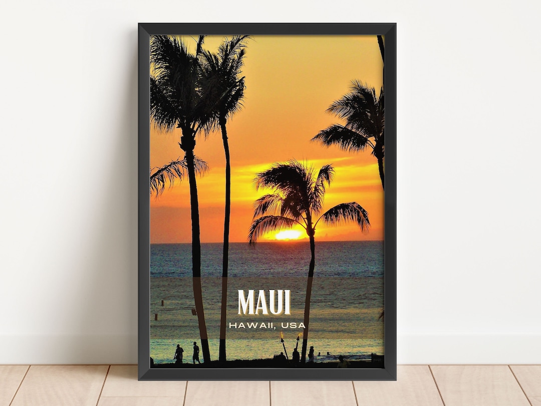 Maui Retro Wall Art, Maui Canvas, Maui Framed Poster, Maui Photo, Maui ...