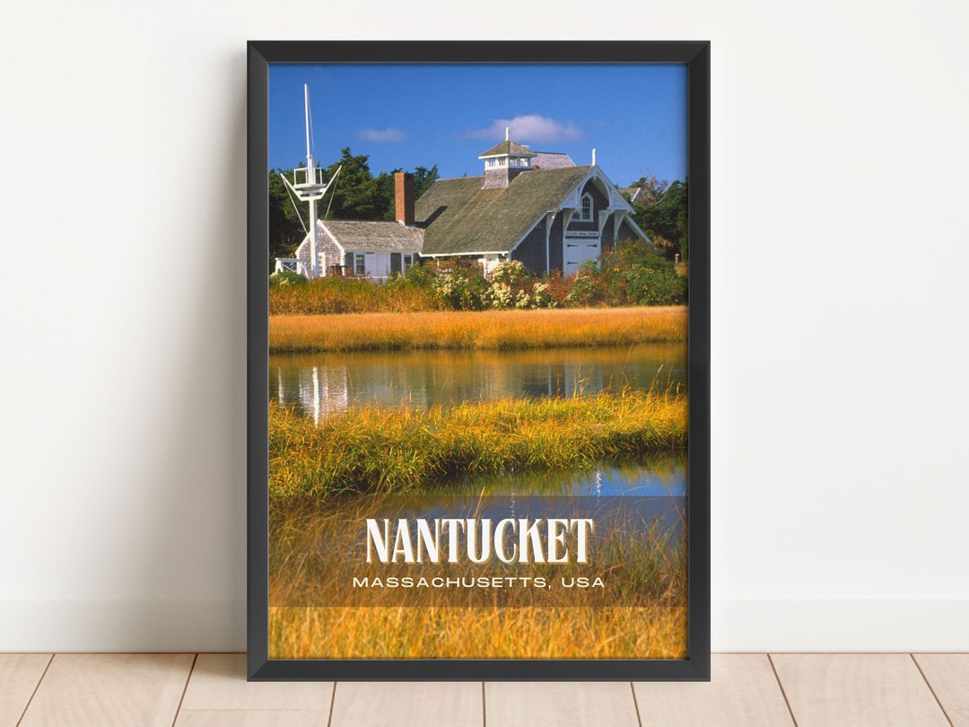 INSTANT DIGITAL DOWNLOAD, Nantucket Retro Wall Art, Nantucket Canvas ...