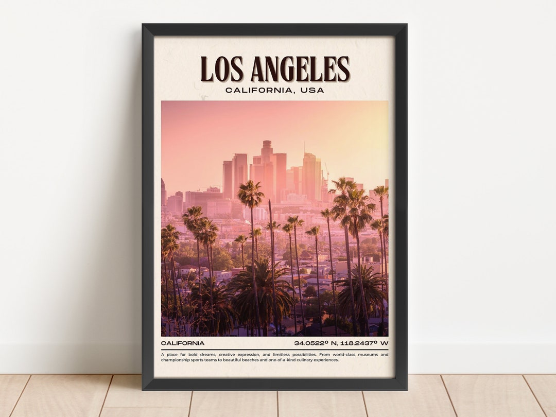 Los Angeles Vintage Wall Art Los Angeles Canvas Los Angeles - Etsy