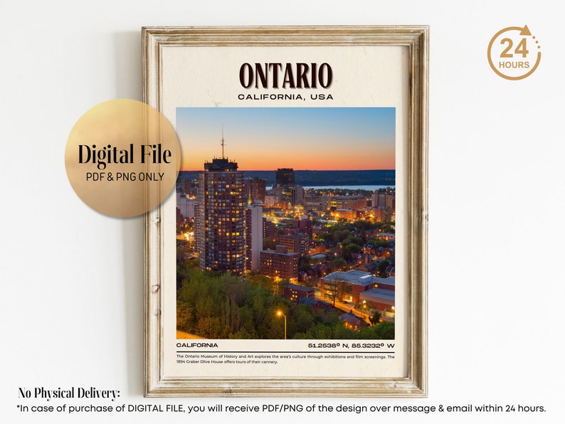 INSTANT DIGITAL DOWNLOAD, Ontario Vintage Wall Art, Ontario Canvas ...