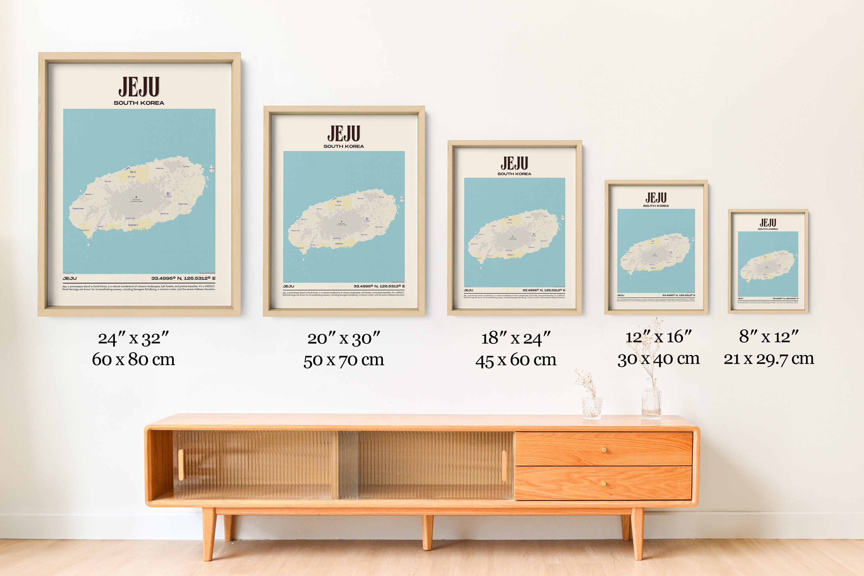 Jeju Map Wall Art, Jeju Canvas, Jeju Photo, Jeju Framed Poster, Jeju ...