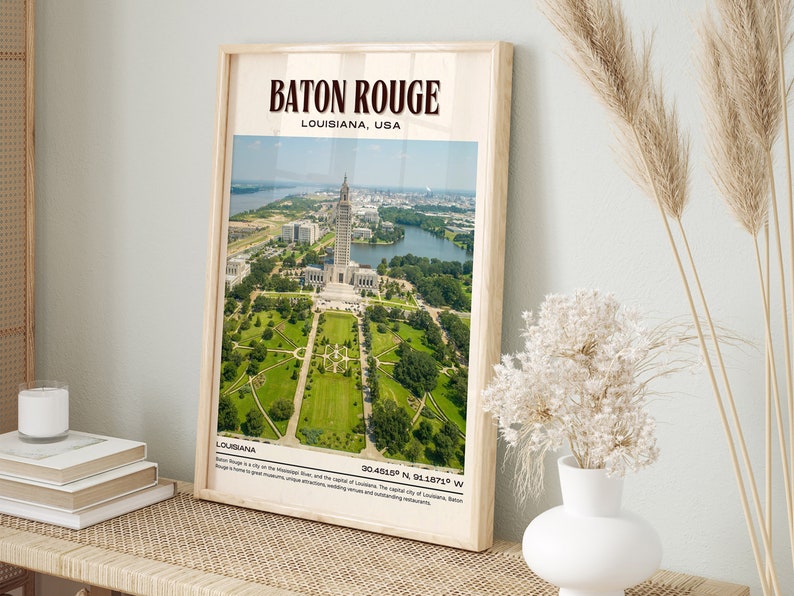 Baton Rouge Vintage Wall Art, Baton Rouge Canvas, Baton Rouge Framed ...