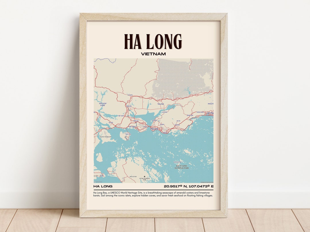 Ha Long Map Wall Art, Ha Long Canvas, Ha Long Photo, Ha Long Framed ...