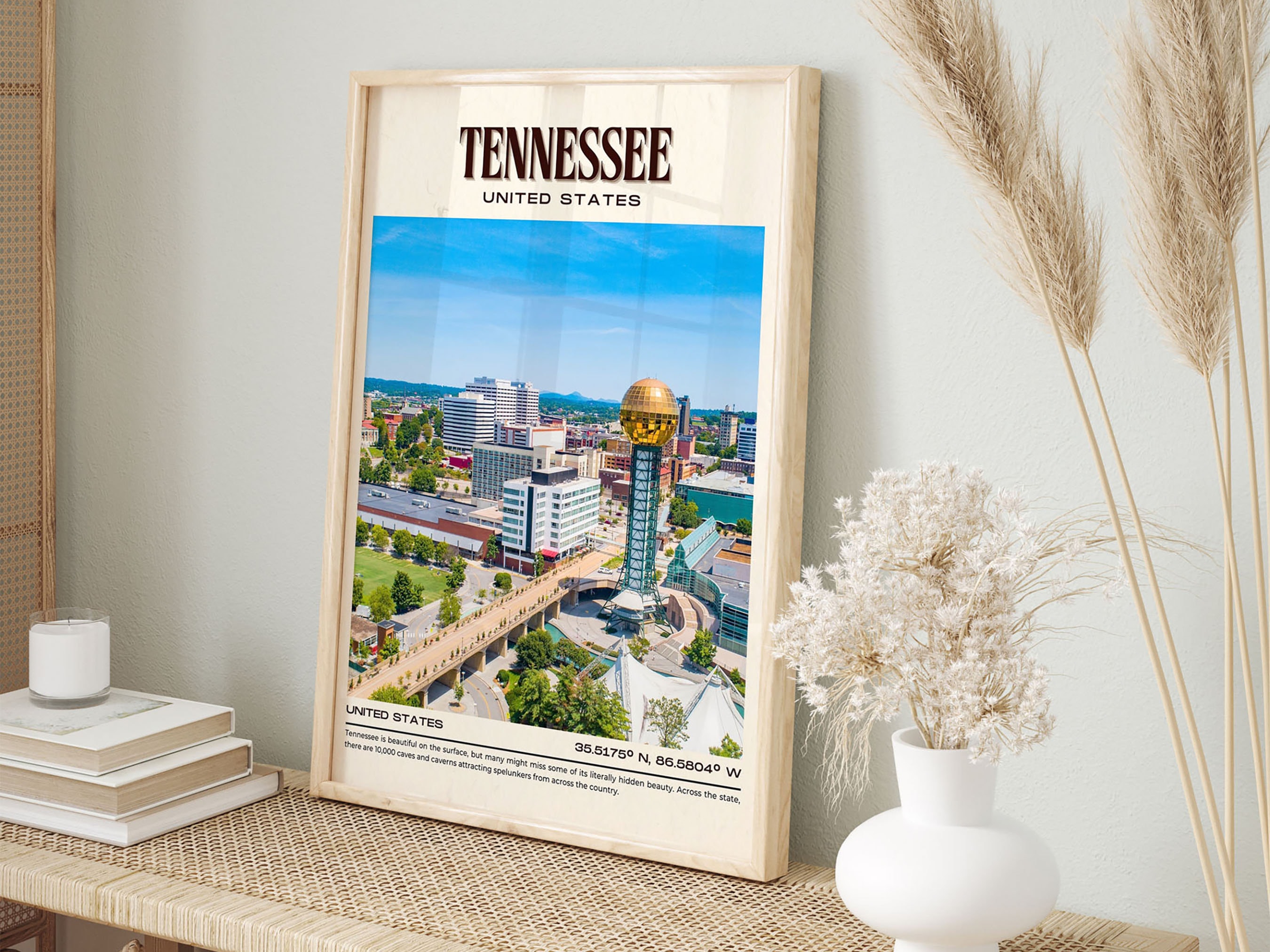 Tennessee Vintage Wall Art, Tennessee Canvas, Tennessee Framed Poster ...
