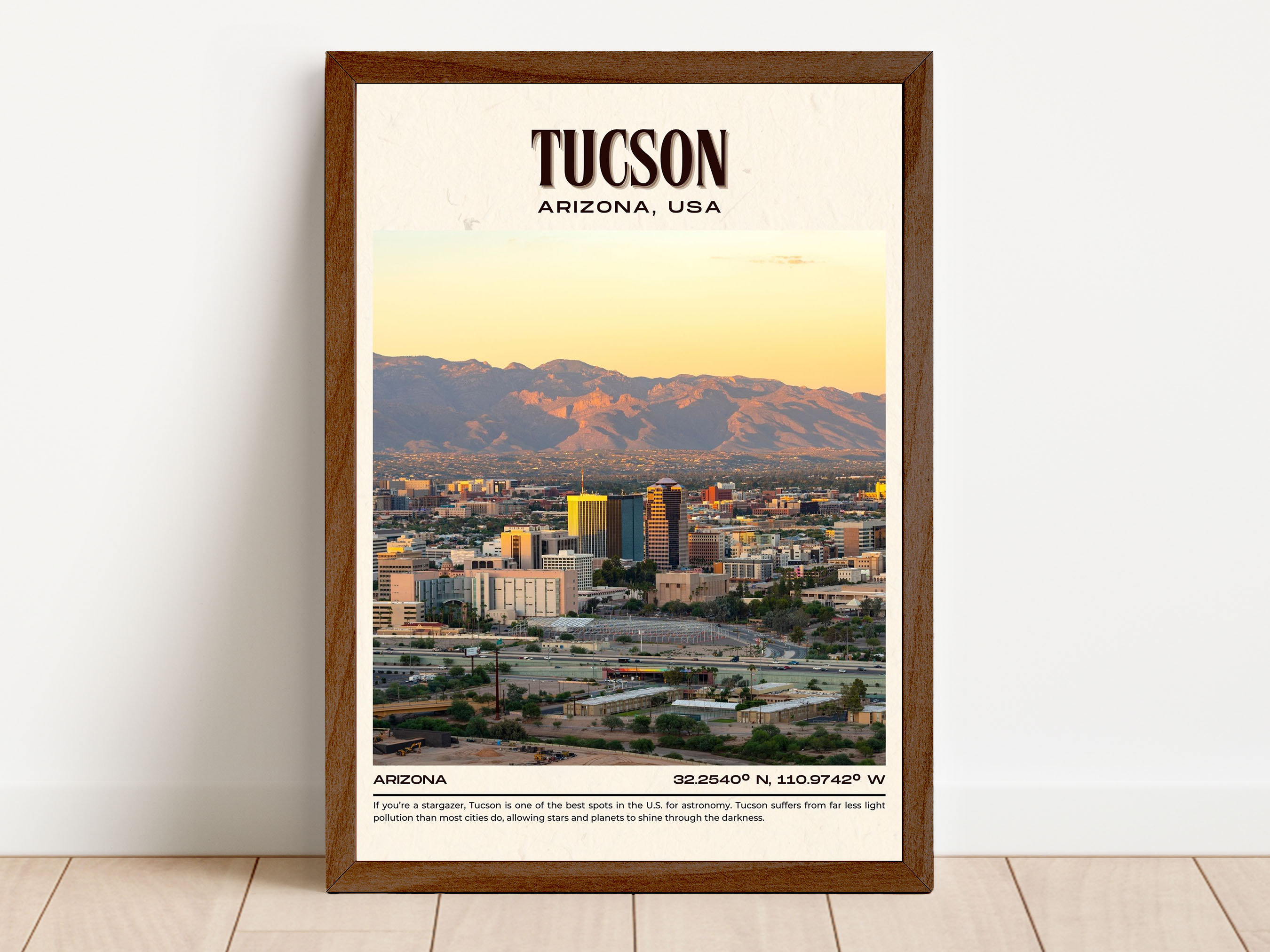 Tucson Vintage Wall Art, Tucson Canvas, Tucson Framed Poster, Tucson ...