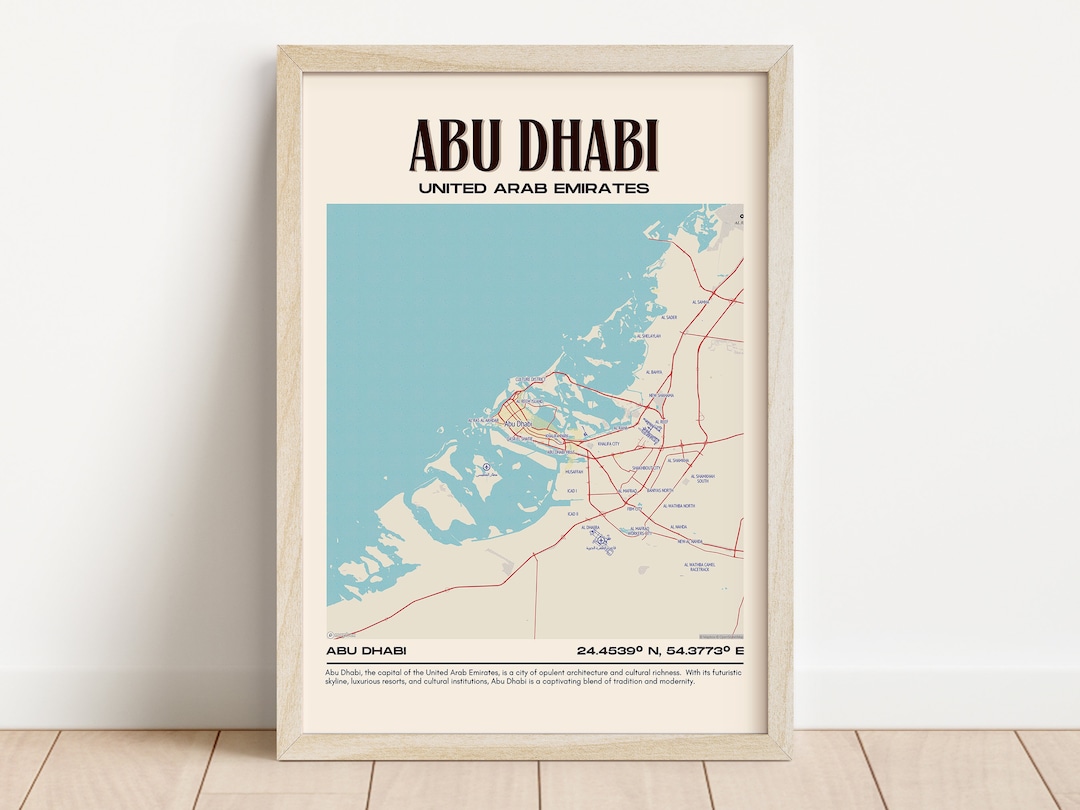 Abu Dhabi Map Wall Art, Abu Dhabi Canvas, Abu Dhabi Photo, Abu Dhabi ...