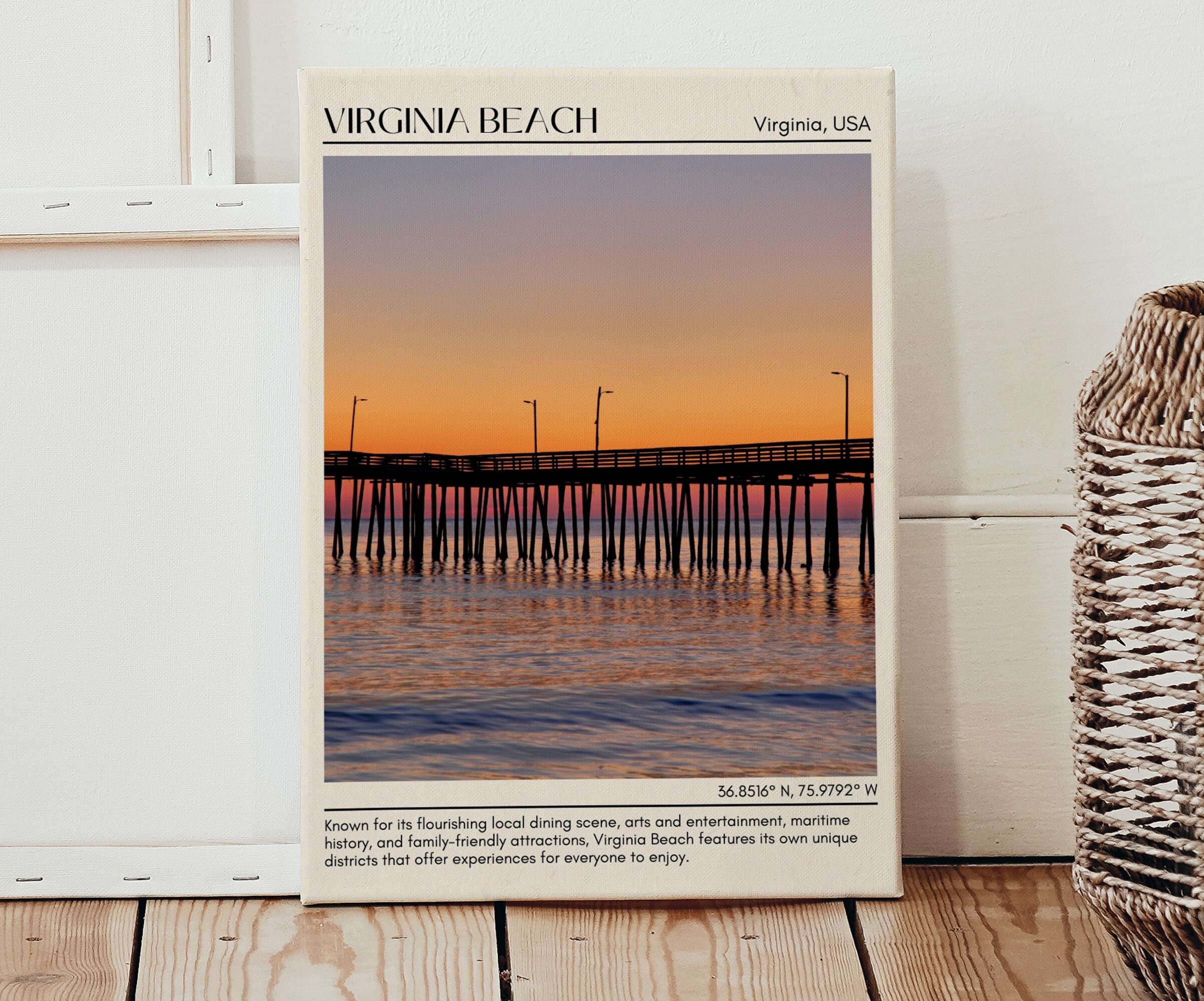 INSTANT DIGITAL DOWNLOAD, Virginia Beach Wall Canvas, Virginia Beach ...