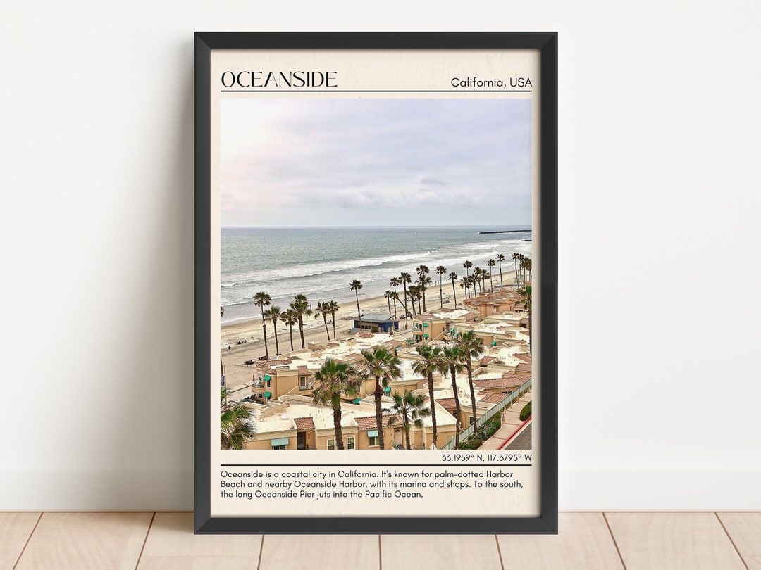 Oceanside Minimal Wall Art, Oceanside Canvas, Oceanside Framed Poster ...