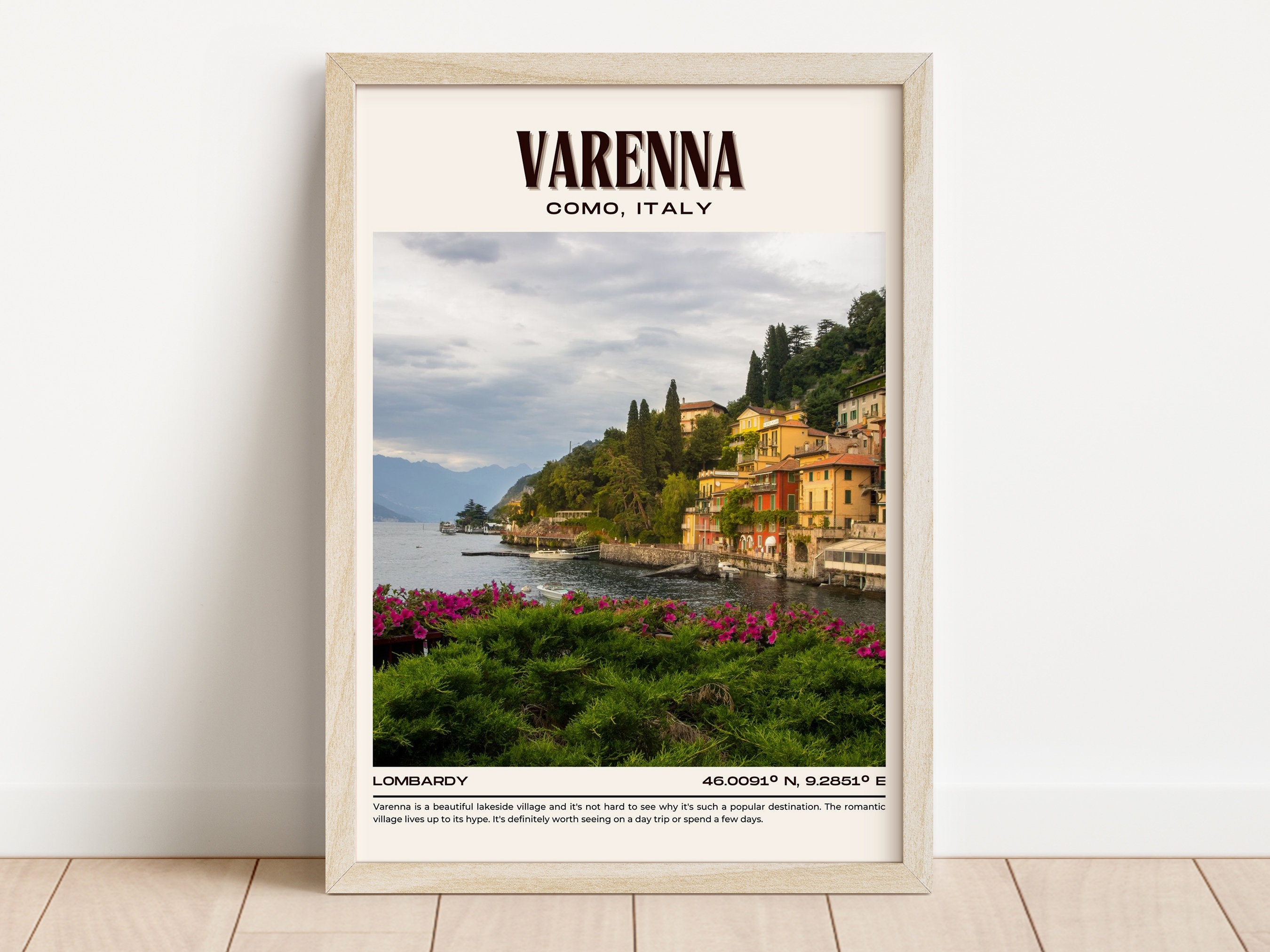 Varenna Lake Como Italy Travel Poster, Varenna Hanging Wall Art for ...