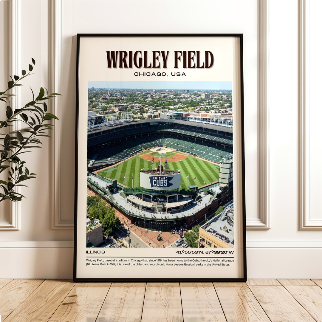 Wrigley Field Stadium Print, Chicago Cubs Poster, Mid Century Modern ...