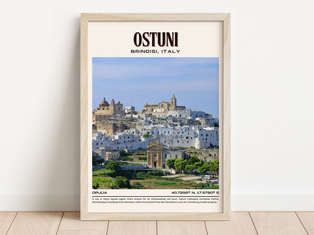 Ostuni Italy Wall Art Ostuni Framed Canvas Poster, Ostuni Europe Italy ...