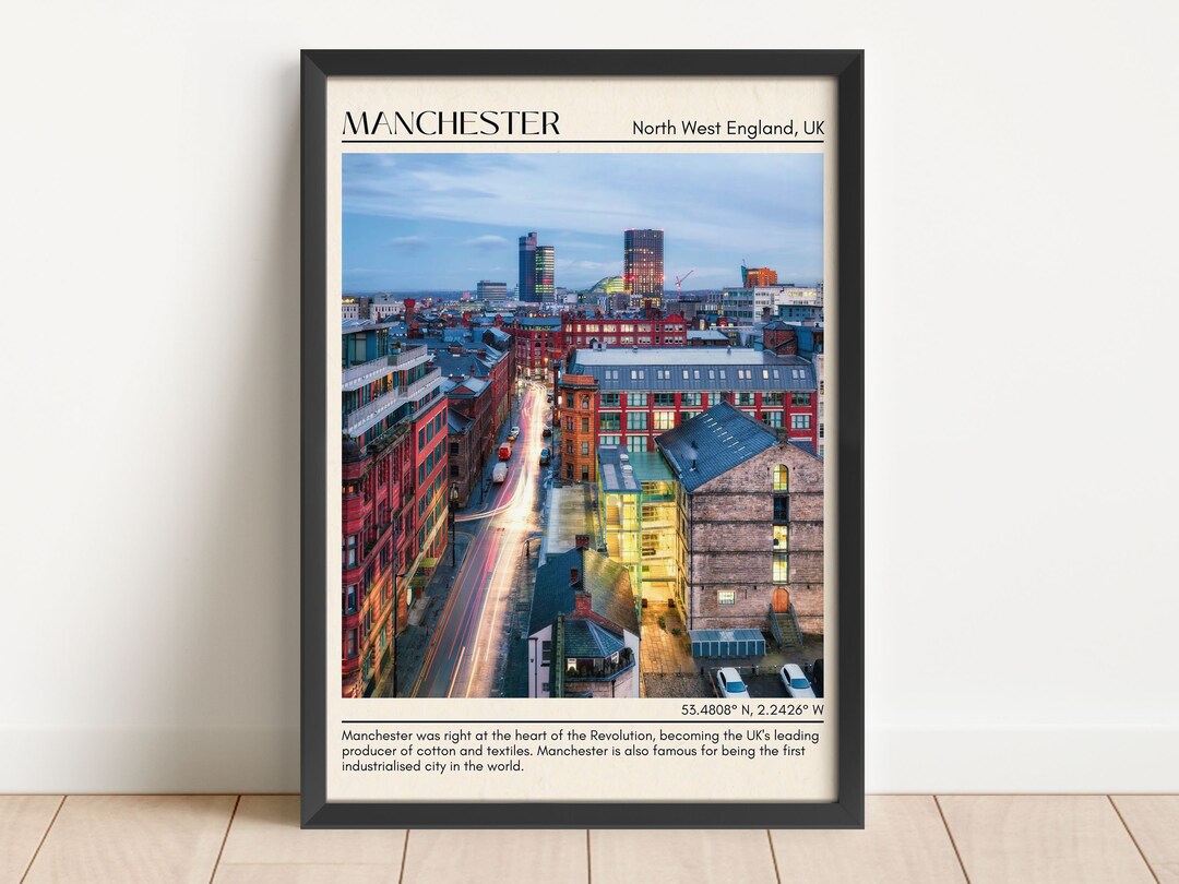INSTANT DIGITAL DOWNLOAD, Manchester Wall Art, Manchester Canvas ...