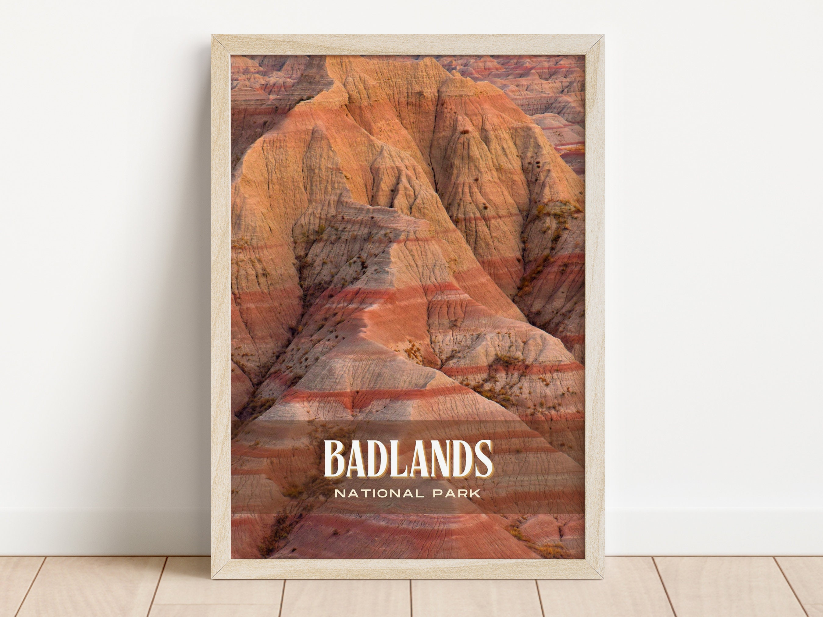 Badlands National Park Retro Wall Art, Badlands Canvas, Badlands Framed ...