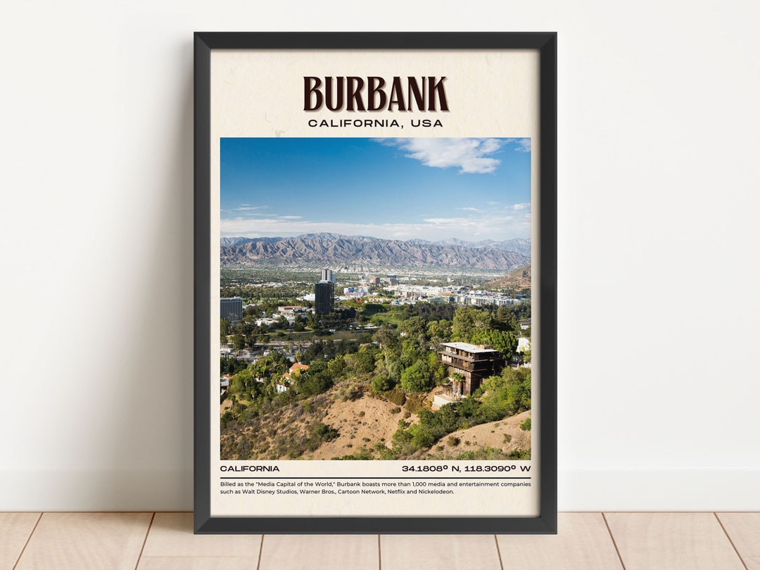 Burbank Vintage Wall Art, Burbank Canvas, Burbank Framed Poster ...