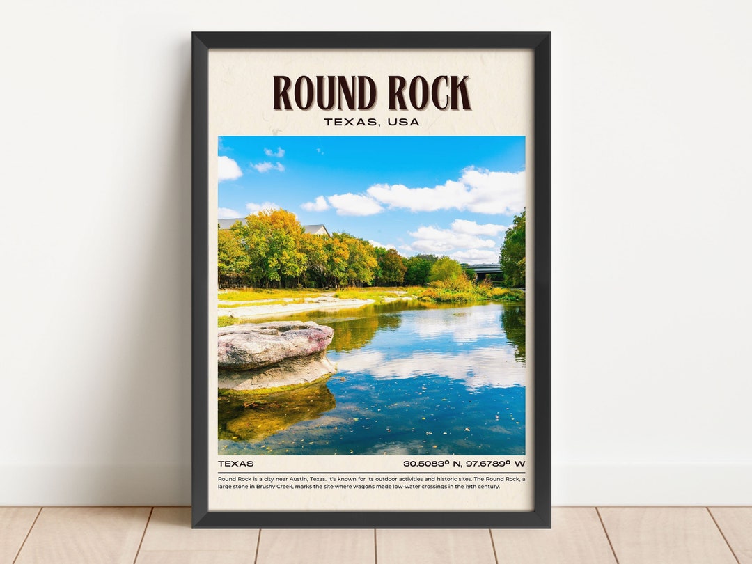 INSTANT DIGITAL DOWNLOAD, Round Rock Vintage Wall Art, Round Rock Canvas, Round Rock Poster ...