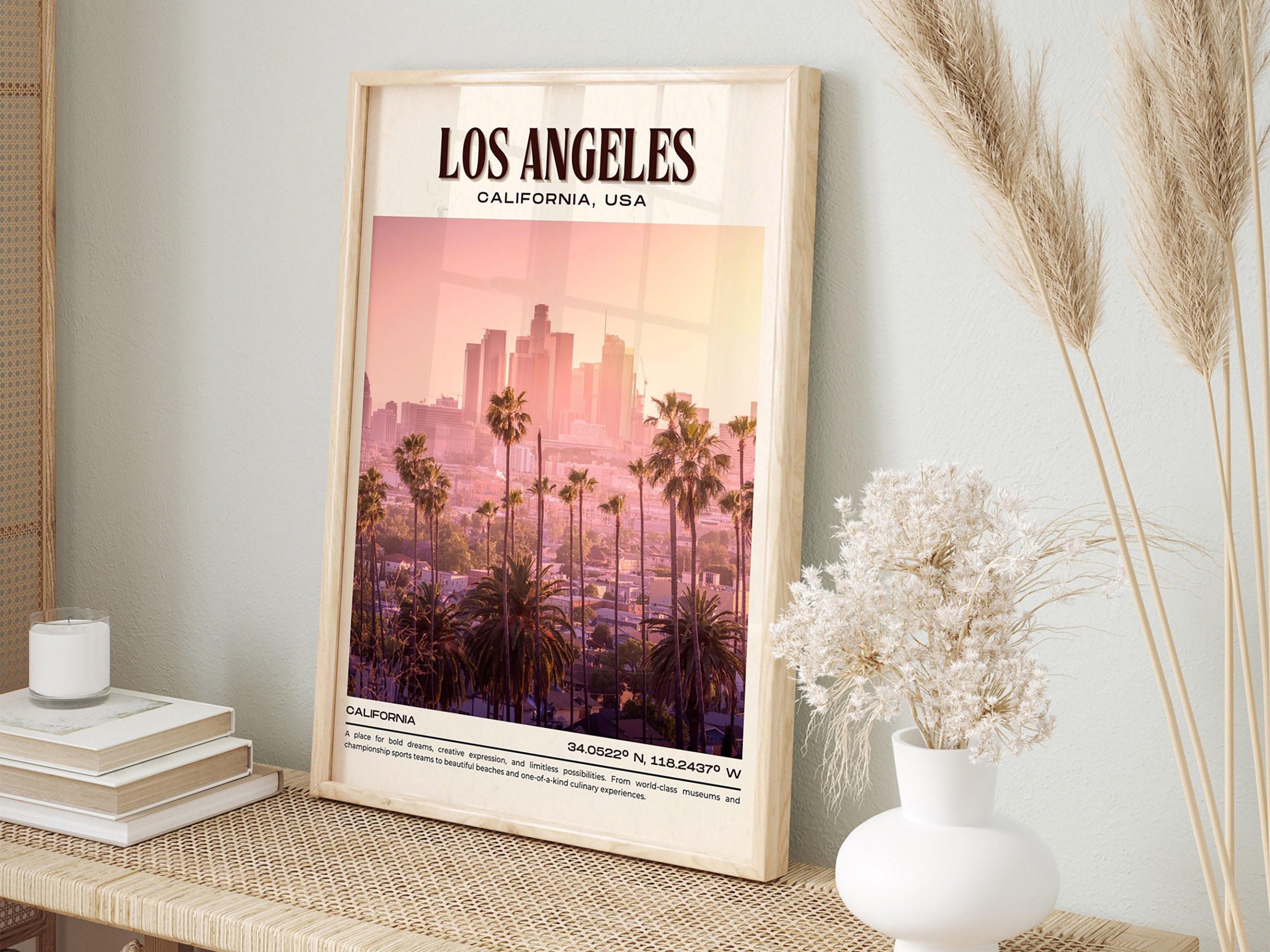 Los Angeles Vintage Wall Art Los Angeles Canvas Los Angeles - Etsy