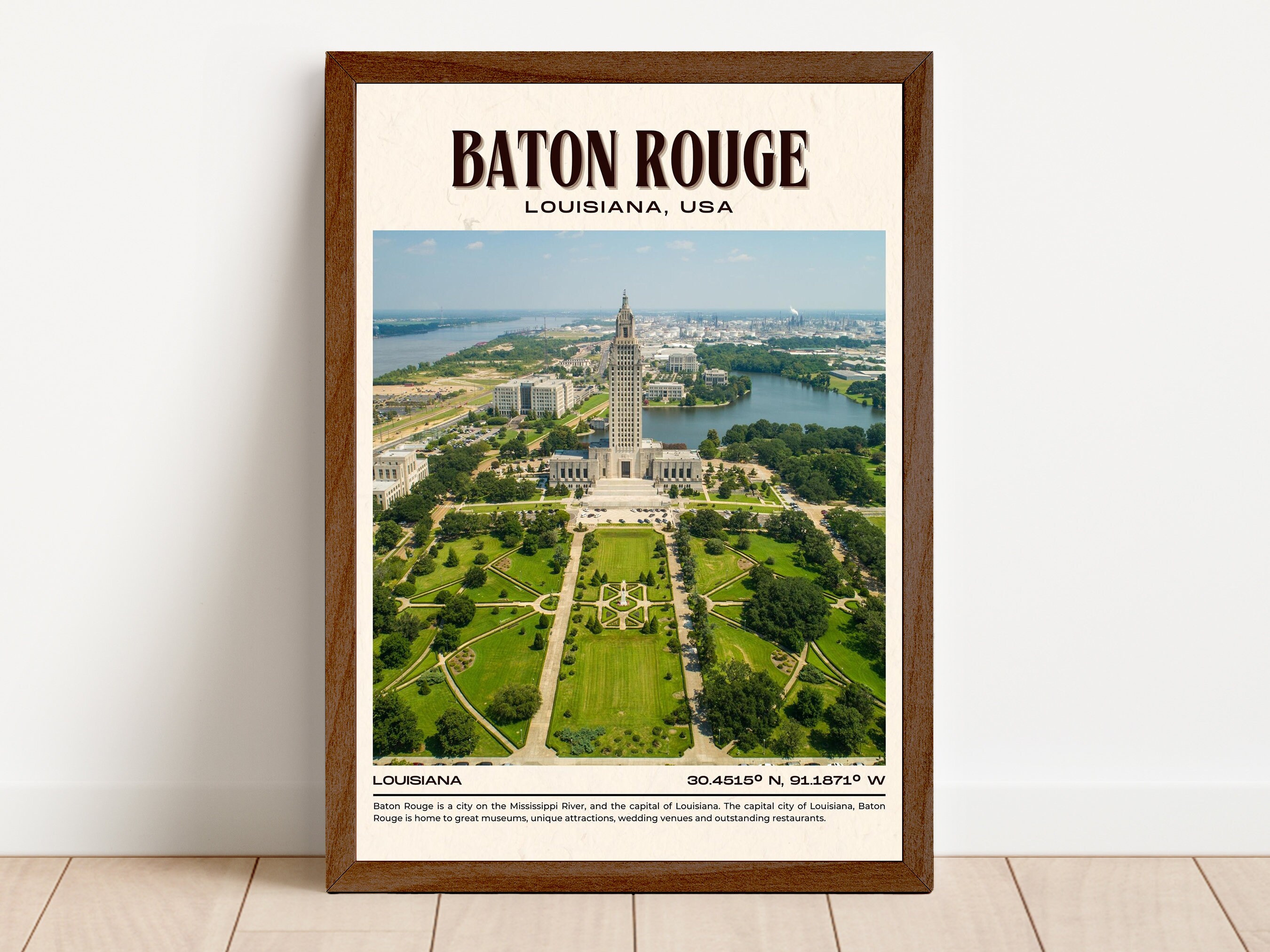 Baton Rouge Vintage Wall Art, Baton Rouge Canvas, Baton Rouge Framed ...