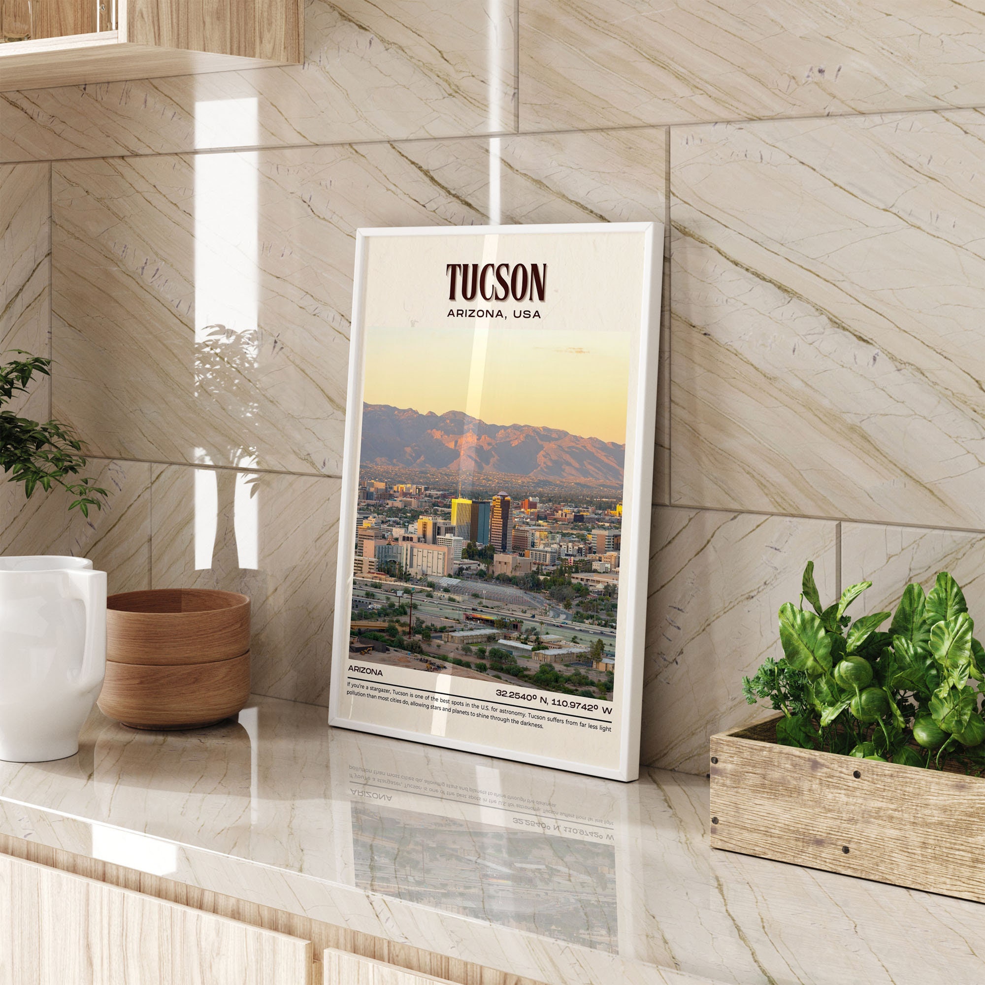 Tucson Vintage Wall Art, Tucson Canvas, Tucson Framed Poster, Tucson ...
