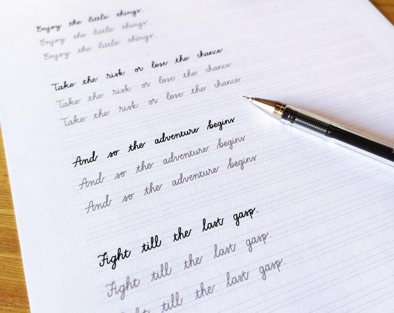 Cursive Calligraphy Writing Practice Worksheet: Printable Workbook With ...