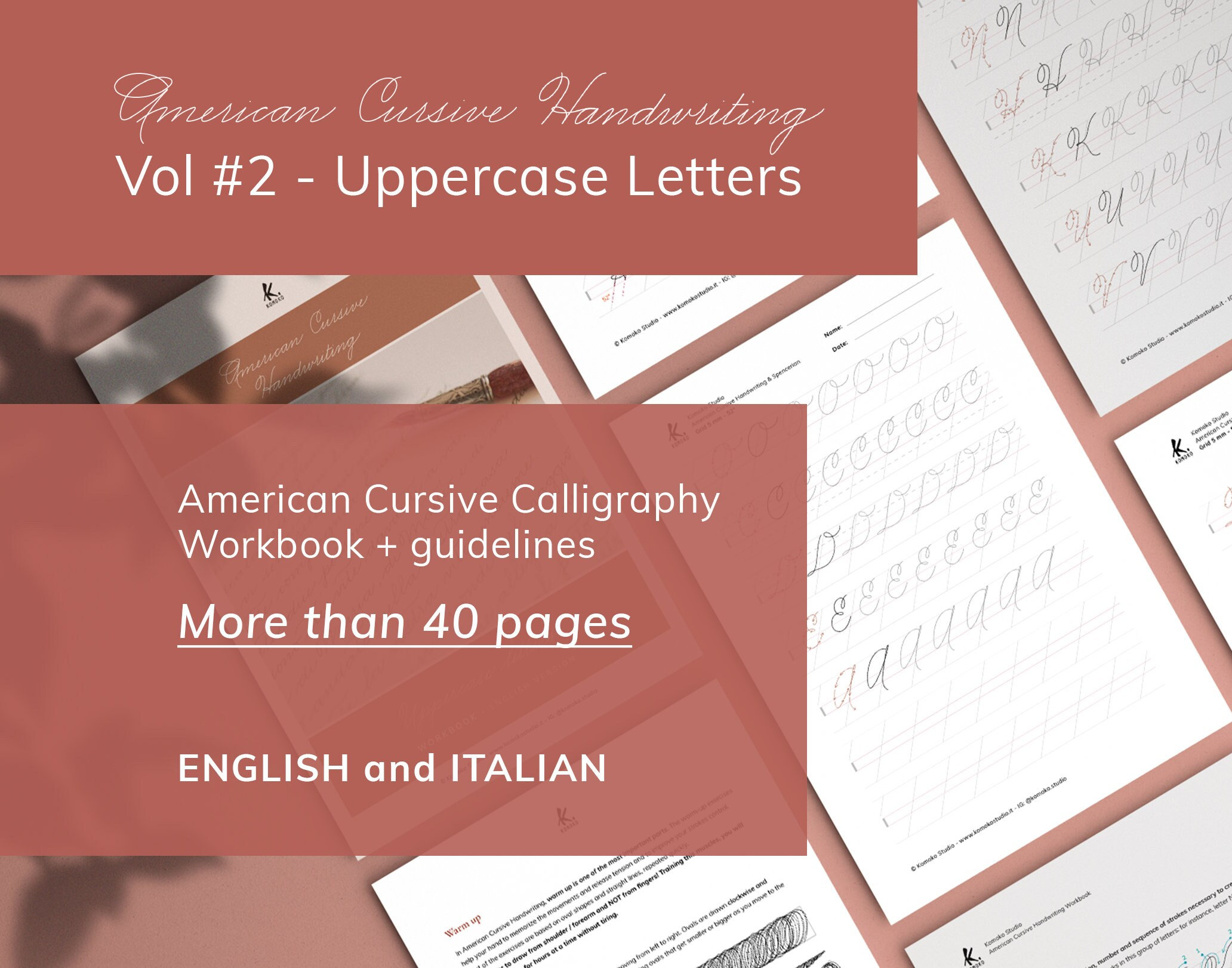 Printable Uppercase Business Cursive Calligraphy Practice Guide ...