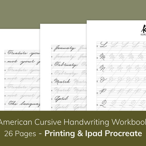 Handwriting Worksheet Printable Cursive Practice Penmanship - Etsy