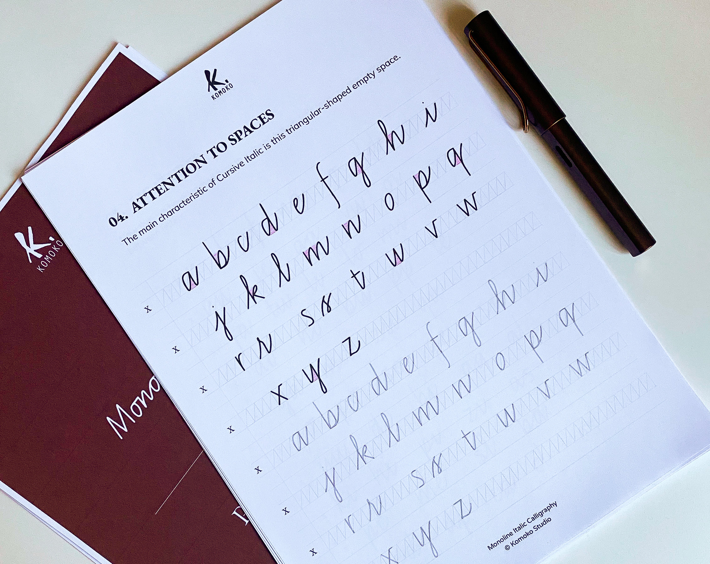Printable Italic Monoline Cursive Practice Guide Workbook. Monoline ...