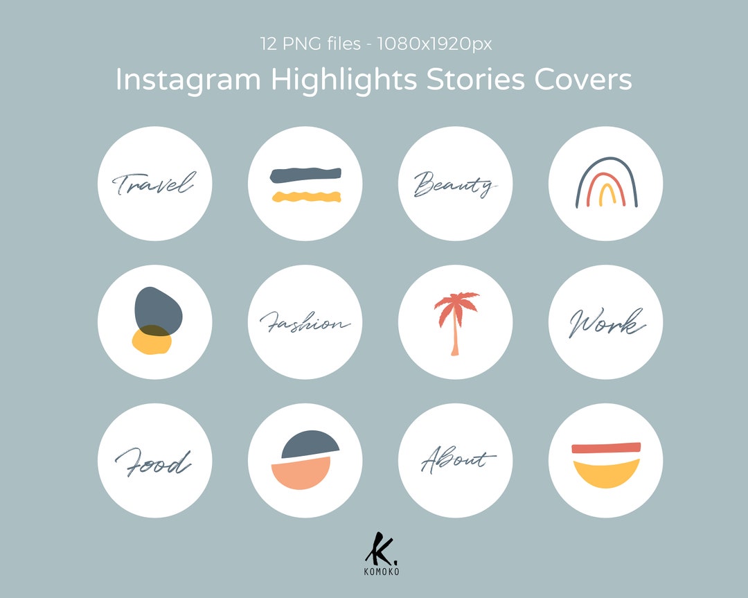 Rainbow Instagram Story Highlight Icons, Hand Drawn California Icons ...