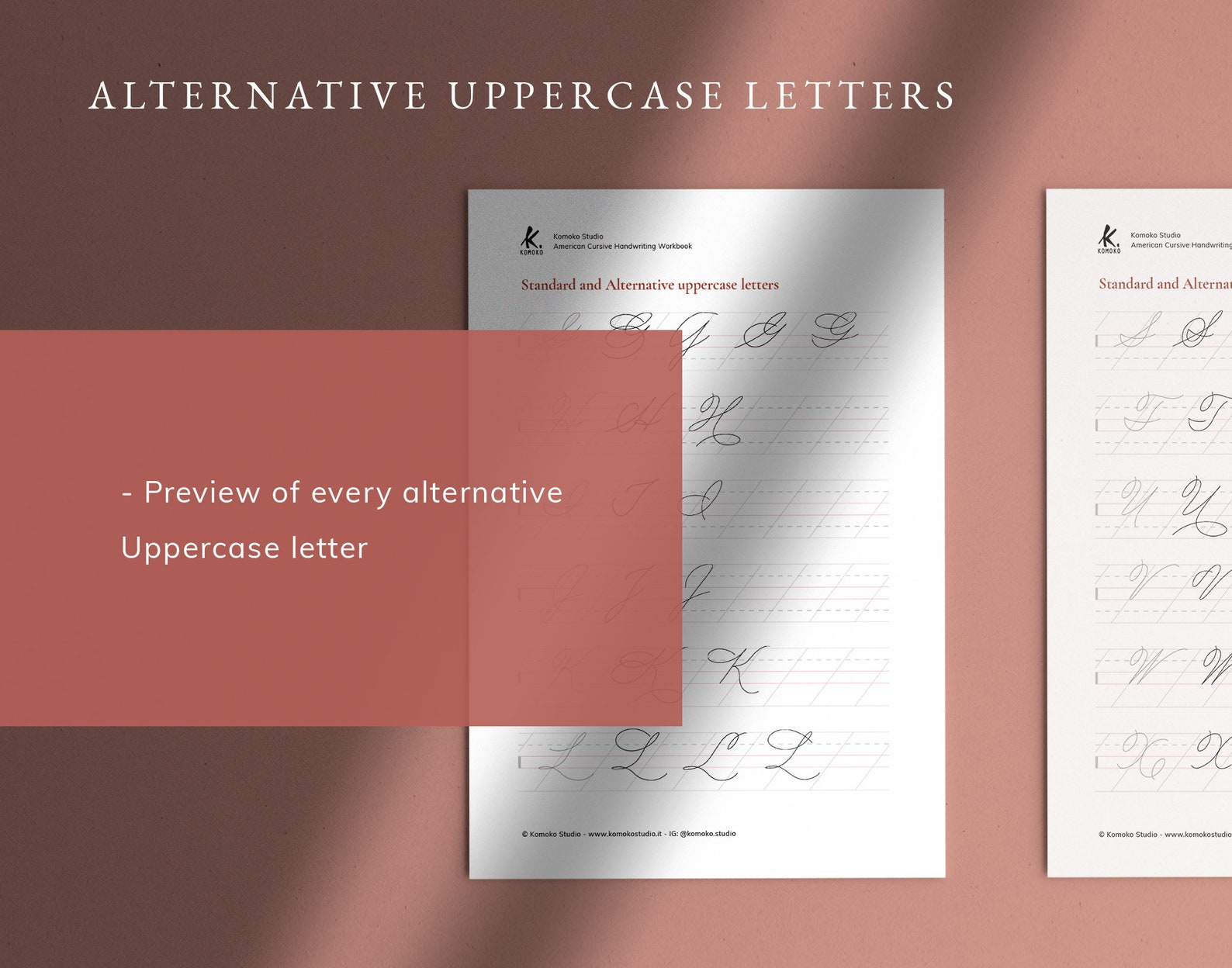 Printable Uppercase Business Cursive Calligraphy Practice Guide ...